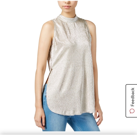 Bar III | Tops | Bar Iii Metallic Gold Tunic Top Medium | Poshmark